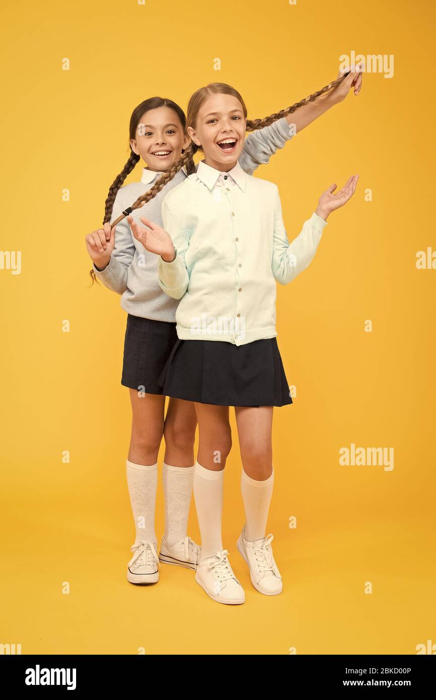 Cheerful mood concept. My dear friend. First school day. Sisterhood and ...