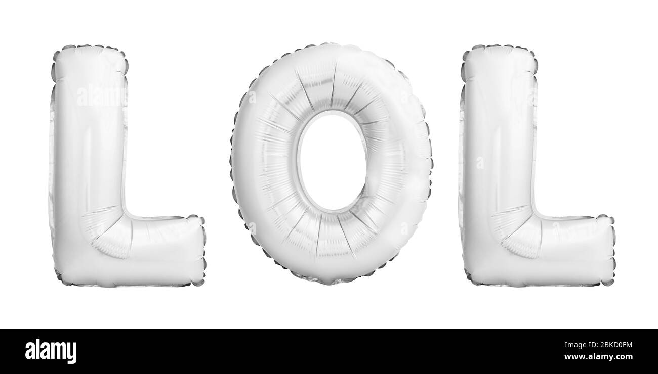 LOL word made of silver inflatable balloon isolated on white background ...