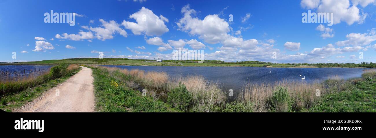 A panorama taken at RSPB St Aidan's in Swillington,Leeds Stock Photo ...