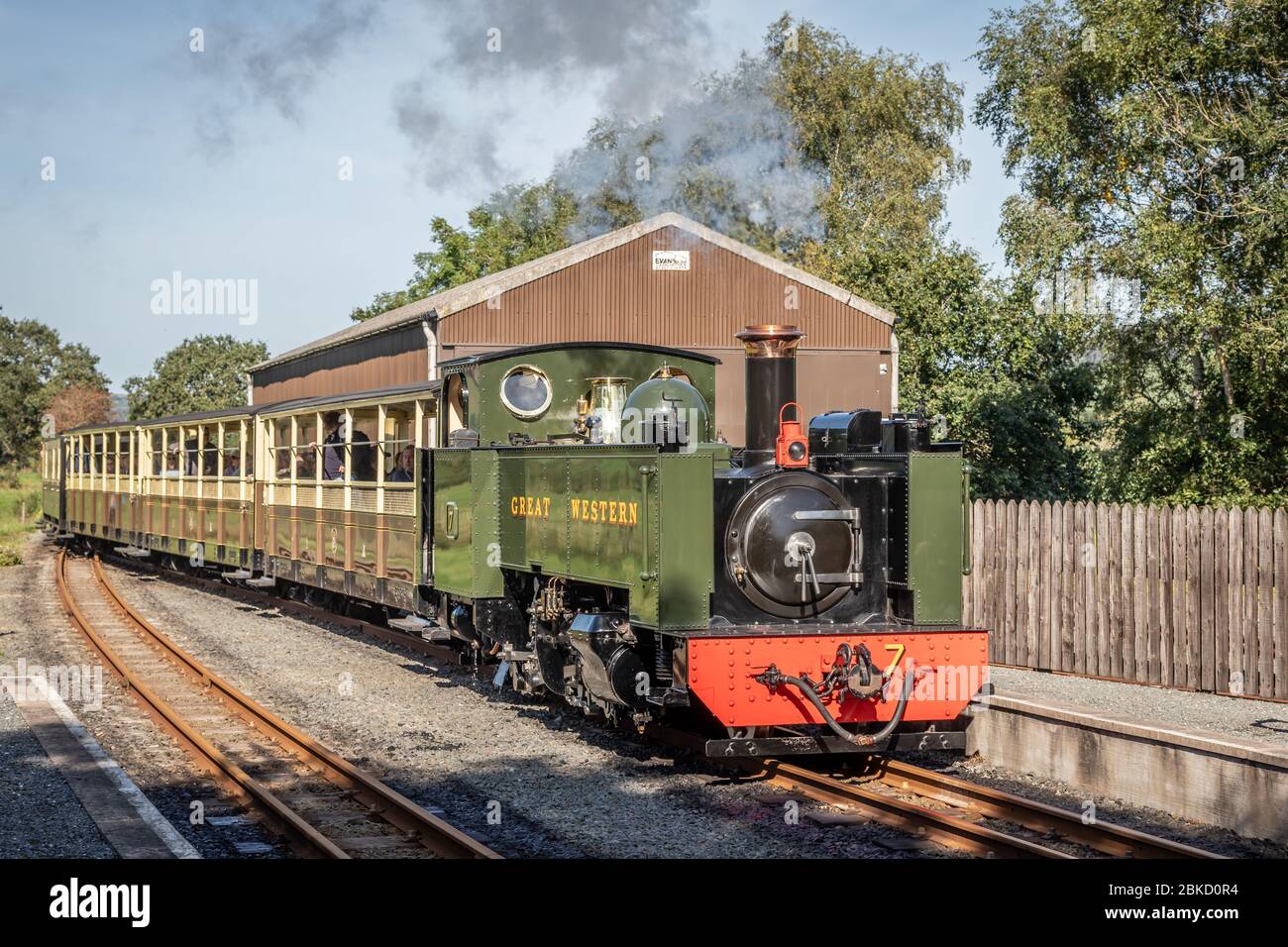 GWR 2-6-2 No. 7 arrives at Capel Bangor on the Vale of Rheidol Railway ...