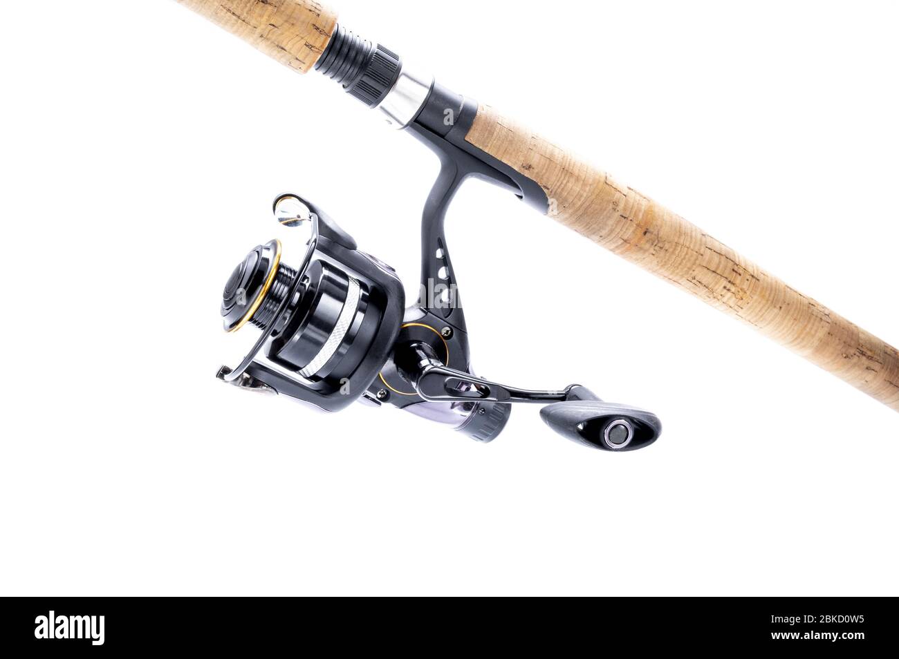 Fishing reel and spinning. Fishing gear. Photo gear on a white ...