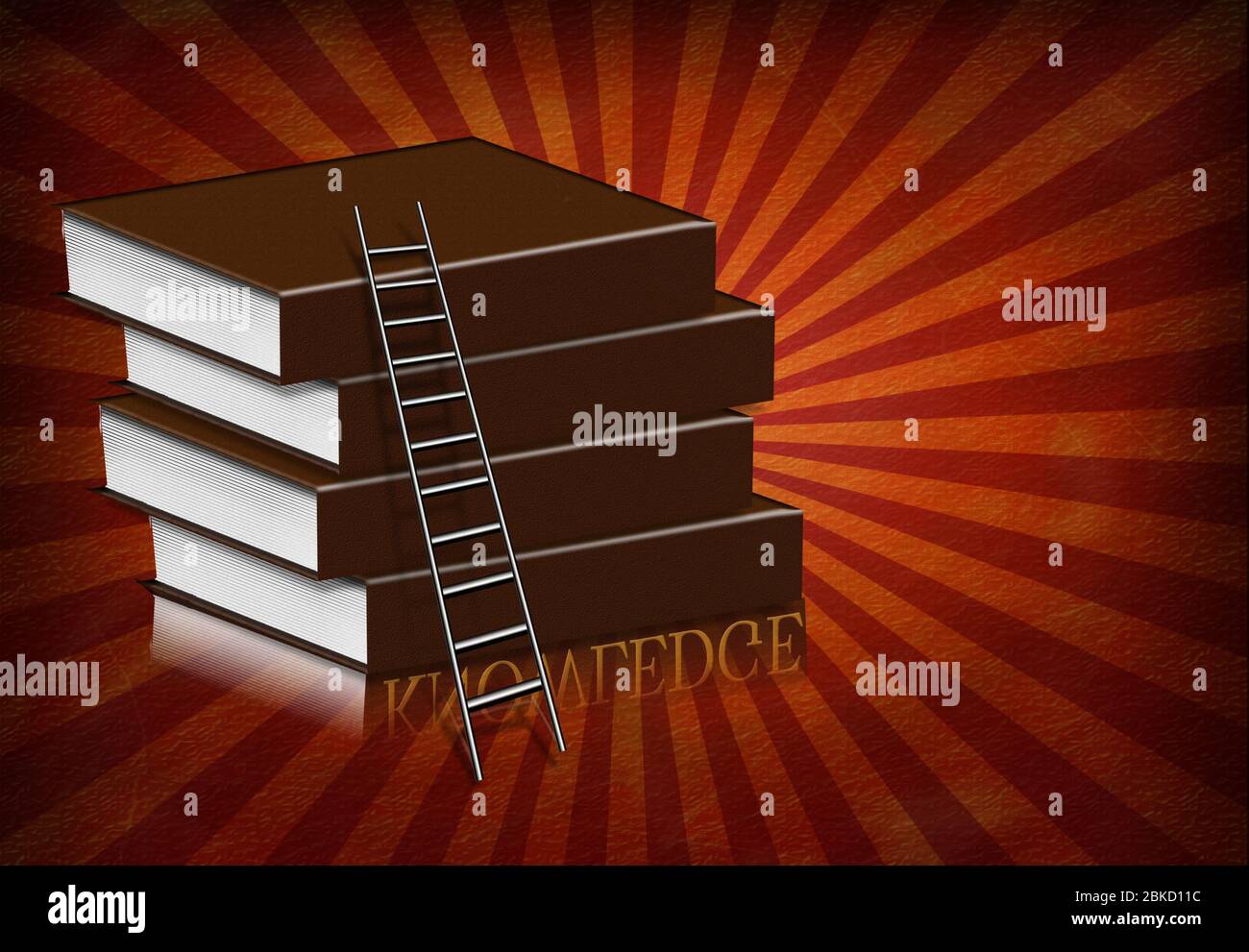 Knowledge. Stack of books and ladder Stock Photo - Alamy