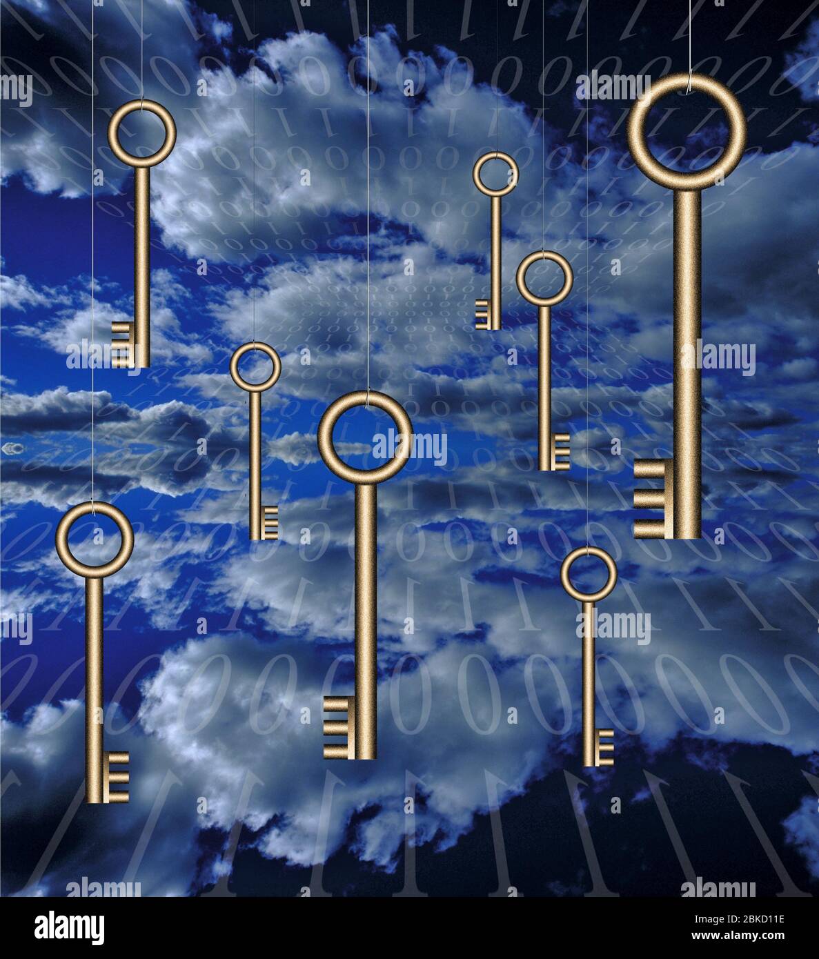 Bronze keys and binary code Stock Photo - Alamy