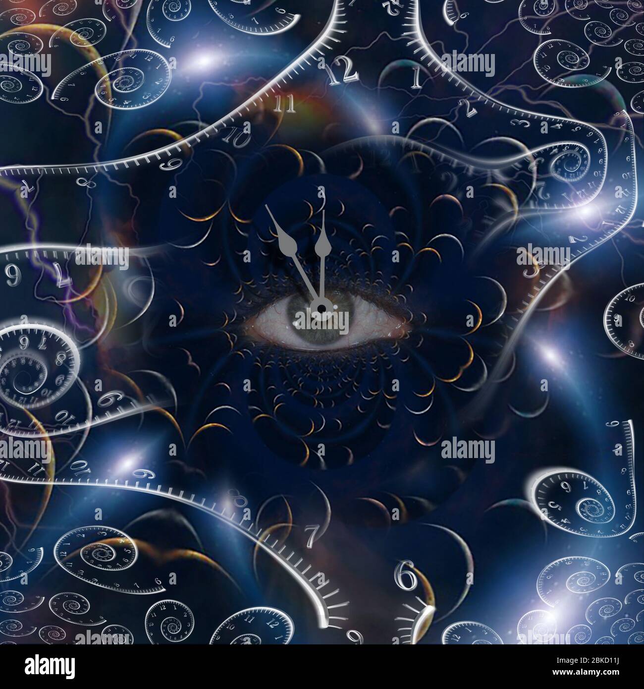 The matter of time. Spirals and clock hands Stock Photo - Alamy