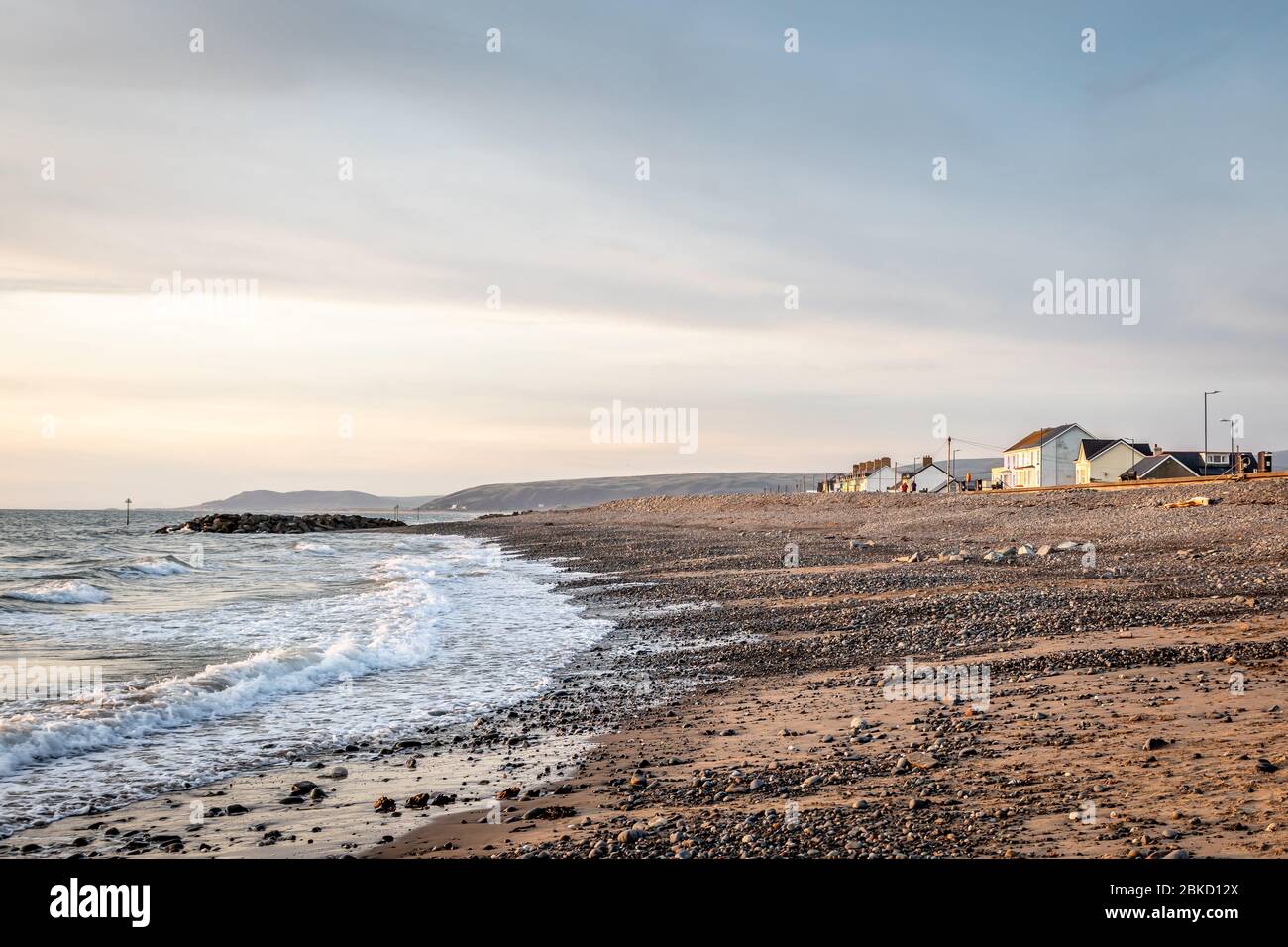Sunset over Borth beach, Ceredigion, Wales, UK Stock Photo - Alamy