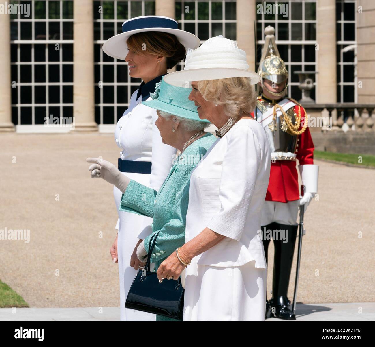 On June 3, 2019, First Lady Melania Trump, Queen Elizabeth II, and The ...