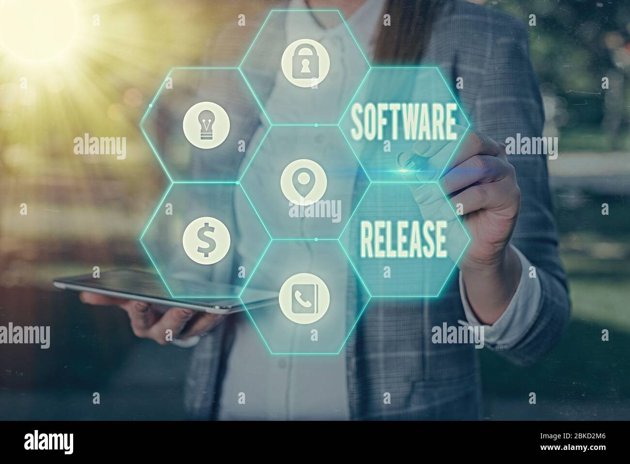 Conceptual hand writing showing Software Release. Concept meaning sum ...