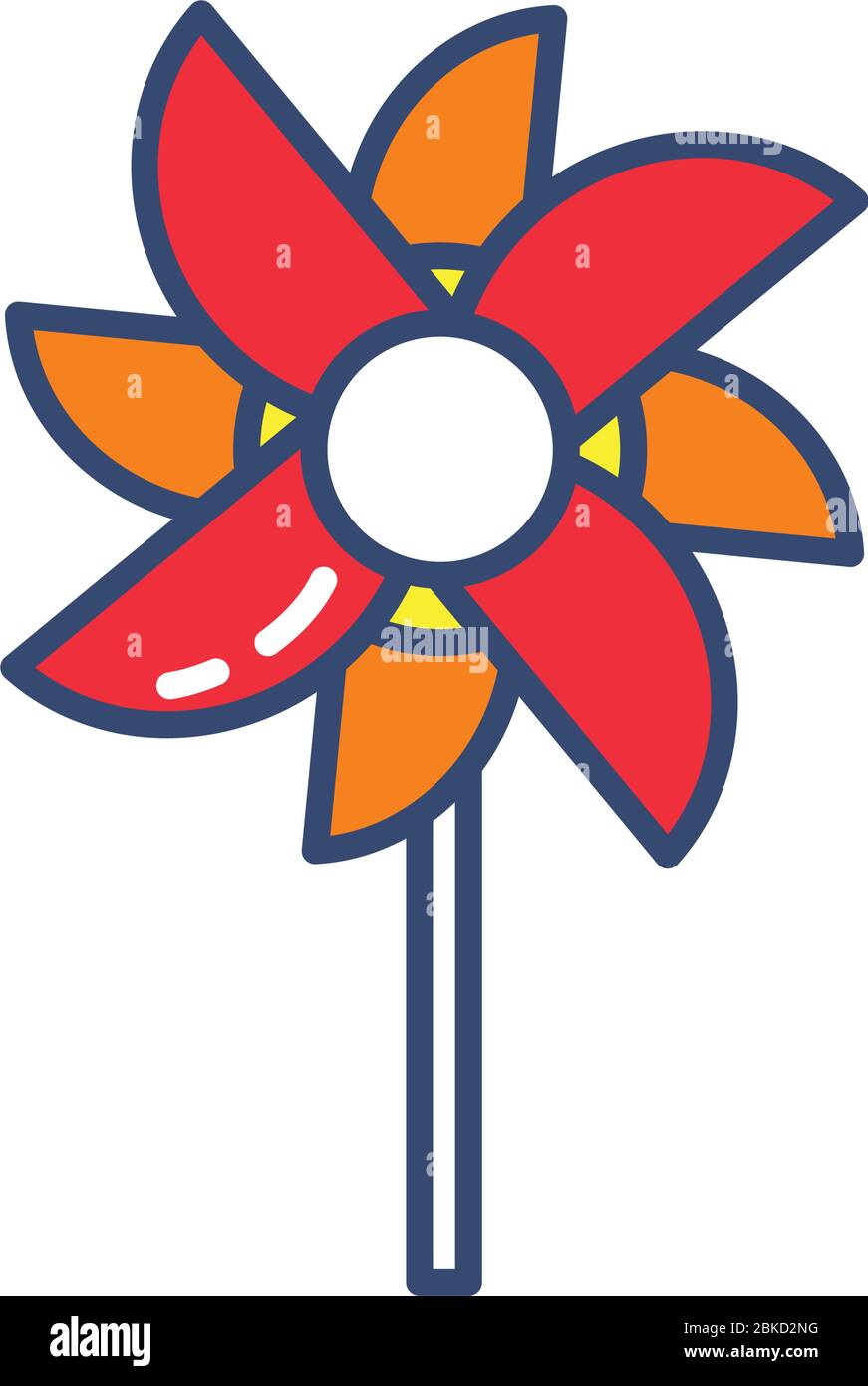 windmill toy icon over white background, line and fill style, vector ...