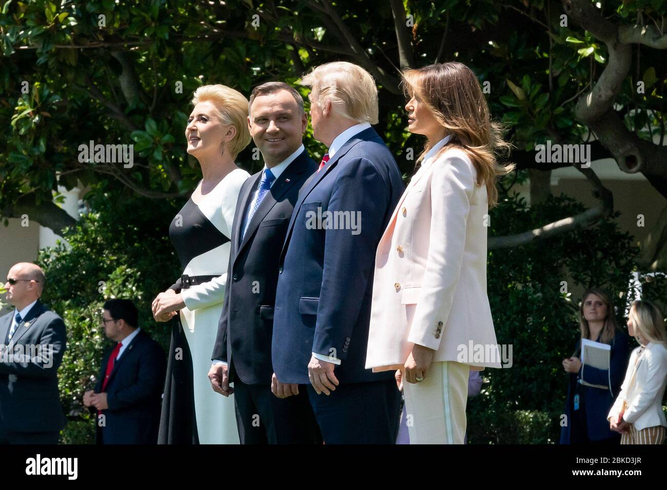 President Donald J. Trump and First Lady Melania Trump watch an F-35 ...