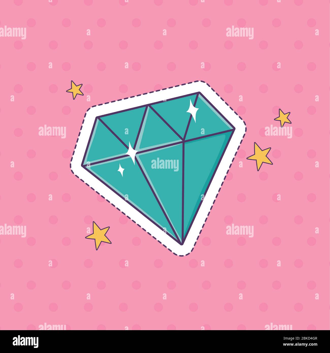 diamond gem patch fashion badge sticker decoration icon vector ...