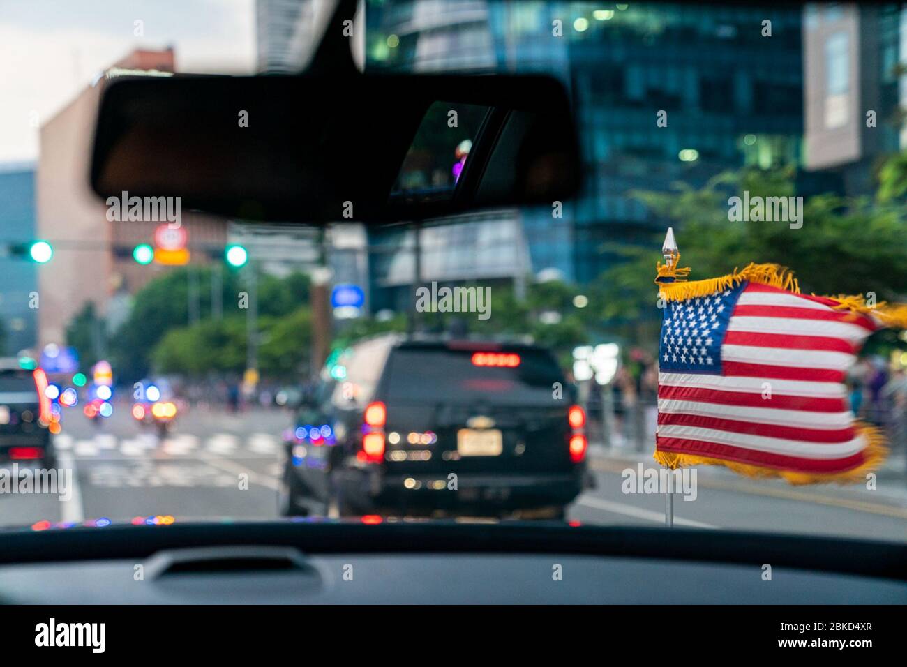 On June 29, 2019, President Donald J. Trump's motorcade travels through ...