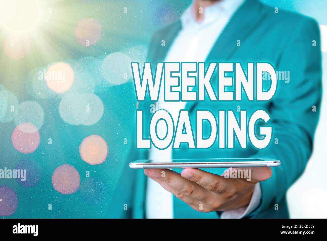 Text sign showing Weekend Loading. Business photo showcasing Starting ...