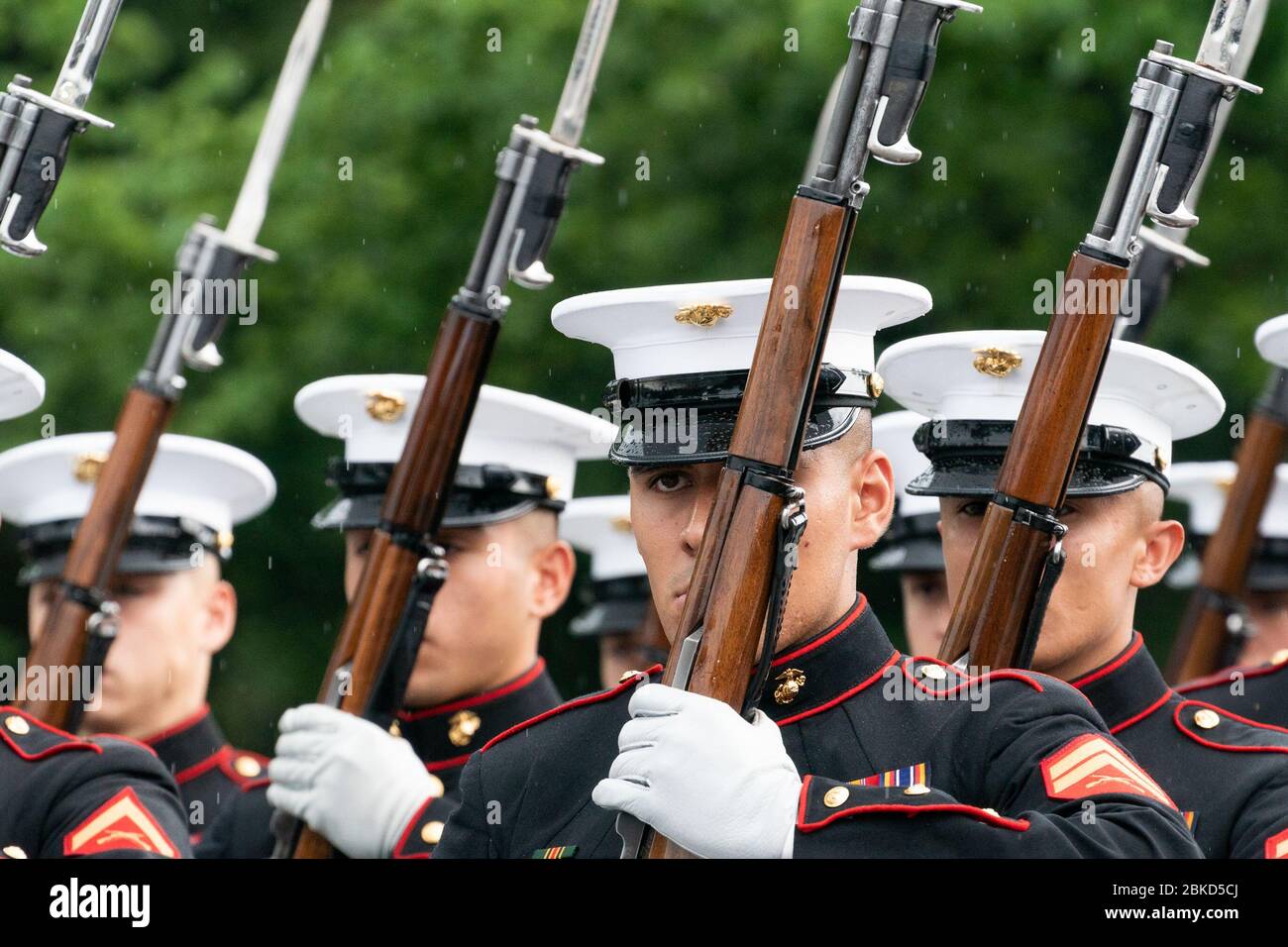 On July 4, 2019, members of the U.S. Marine Corps Silent Drill Platoon ...
