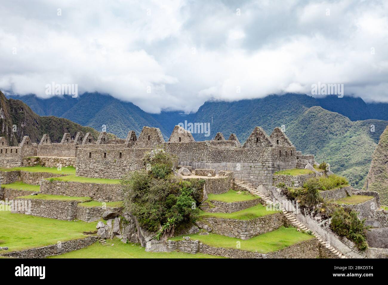 Buildings and terraces of the city of Machu Picchu, Peru Stock Photo ...