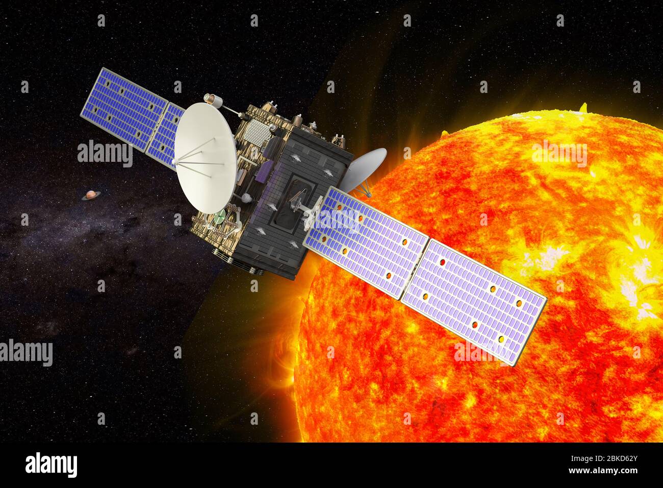 Solar probe orbiting Sun, 3D rendering Stock Photo - Alamy