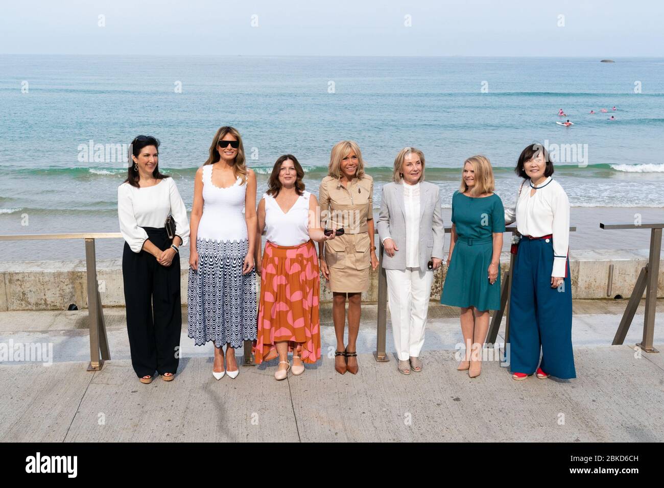 First Lady Melania Trump poses for a photo with the spouses of G7 ...