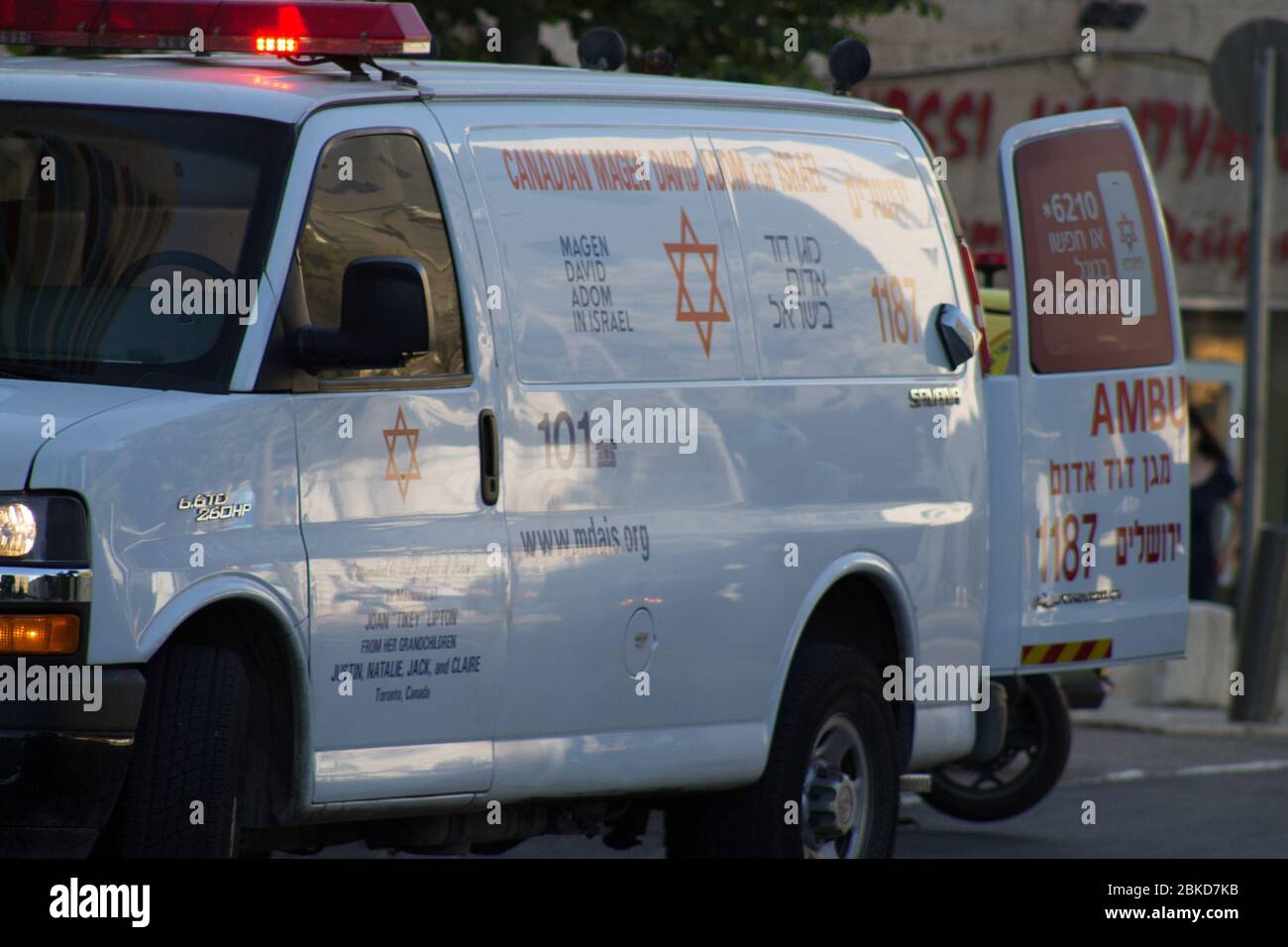 Jerusalem Israel June 19, 2019 View of a Israeli ambulance rolling in ...