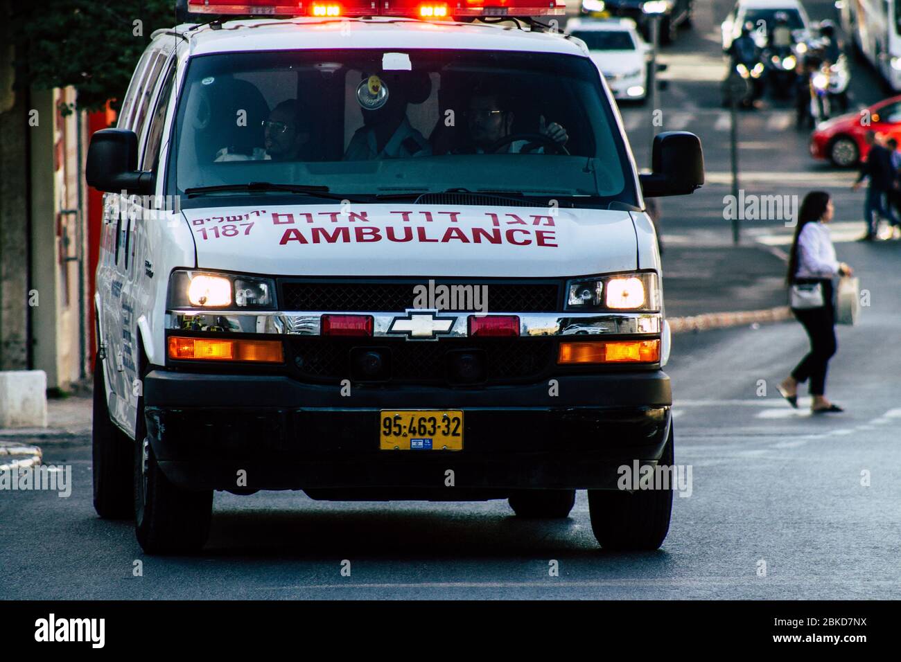 Jerusalem Israel June 19, 2019 View of a Israeli ambulance rolling in ...