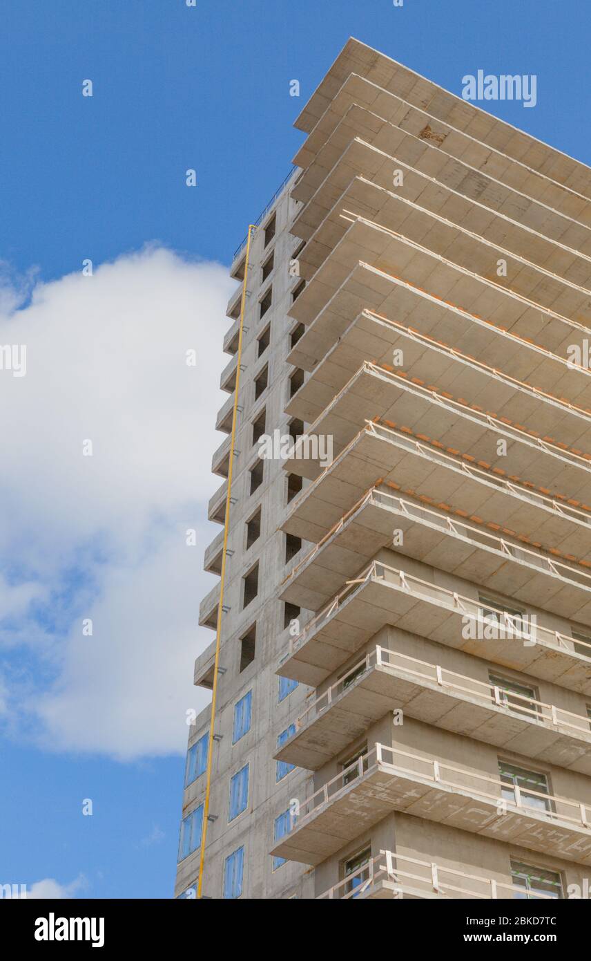 Concrete structure of a new multi-storey building (skyscraper) against ...