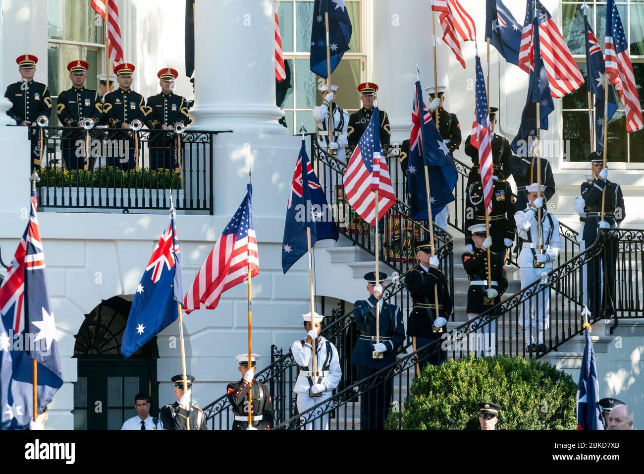 On September 20, 2019, military personnel held flags along the South ...