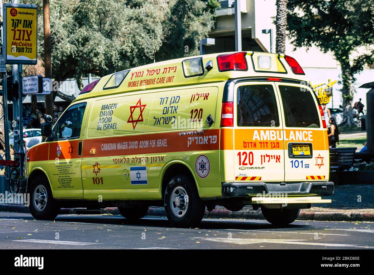 Tel Aviv Israel October 08, 2019 View of a Israeli ambulance rolling in ...