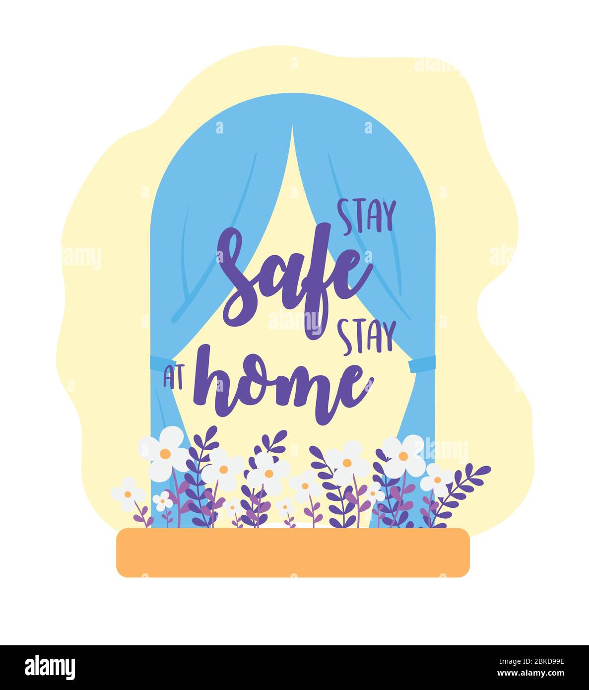 coronavirus messages, stay safe stay at home, window exterior flowers ...