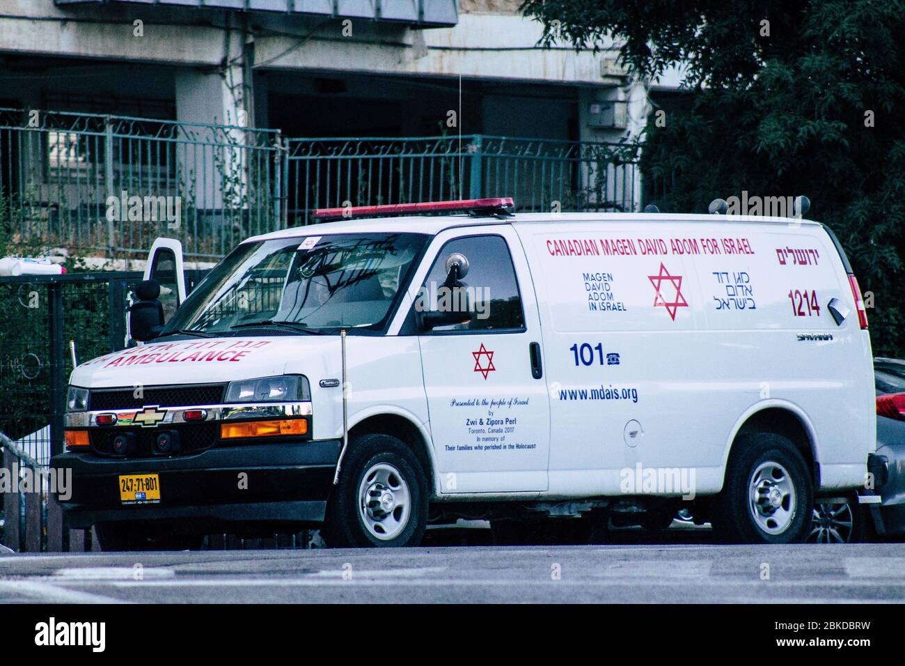 Jerusalem Israel July 3, 2019 View of a Israeli ambulance rolling in ...