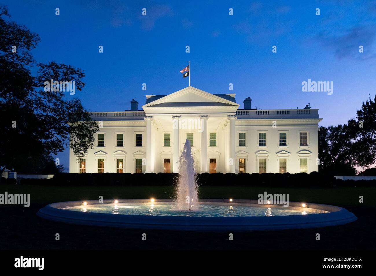 White House Flag At Night