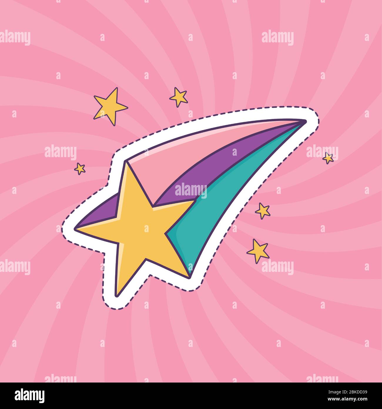 shooting star patch fashion badge sticker decoration icon vector ...