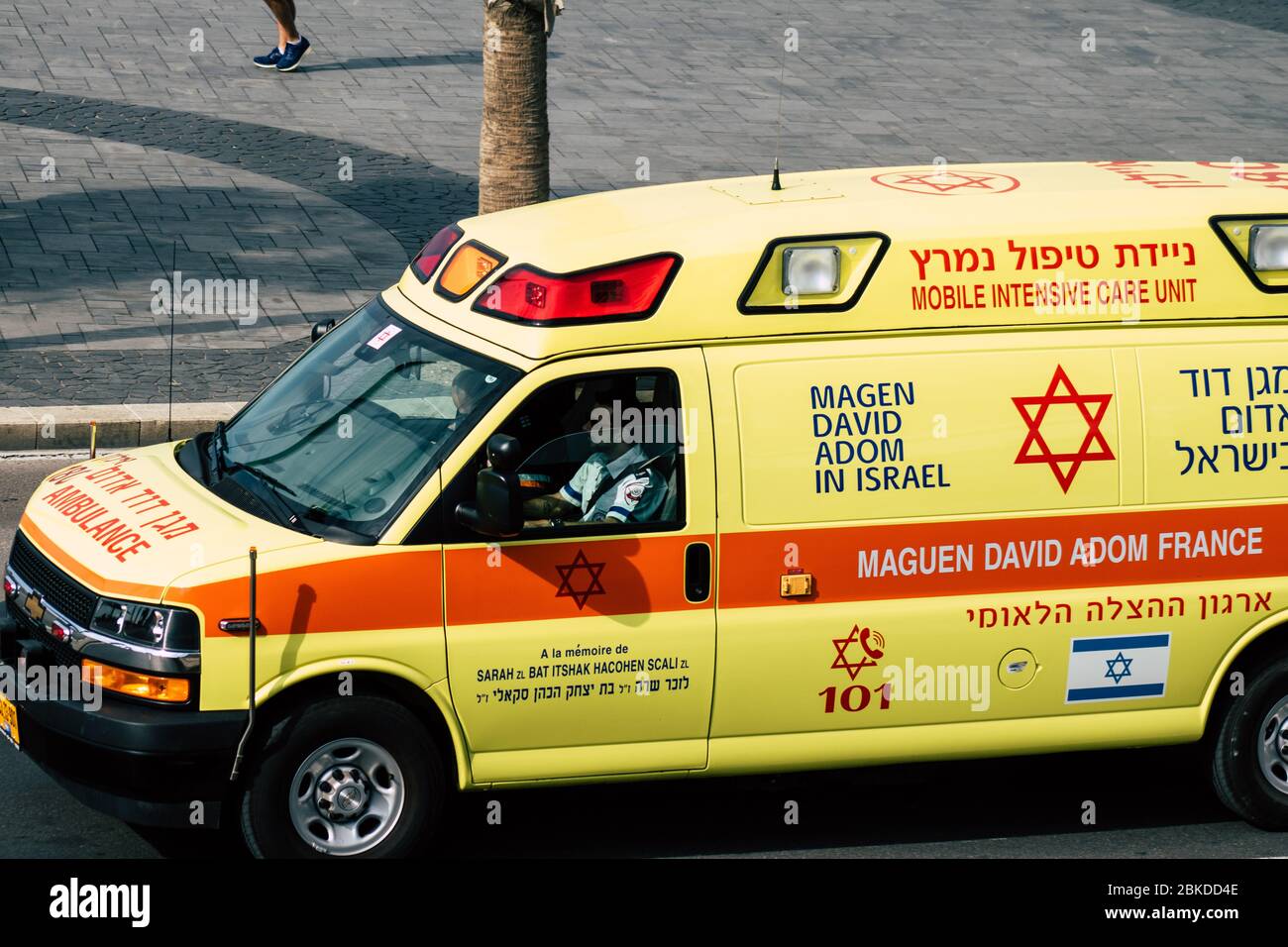 Tel Aviv Israel December 08, 2019 View of a Israeli ambulance rolling ...