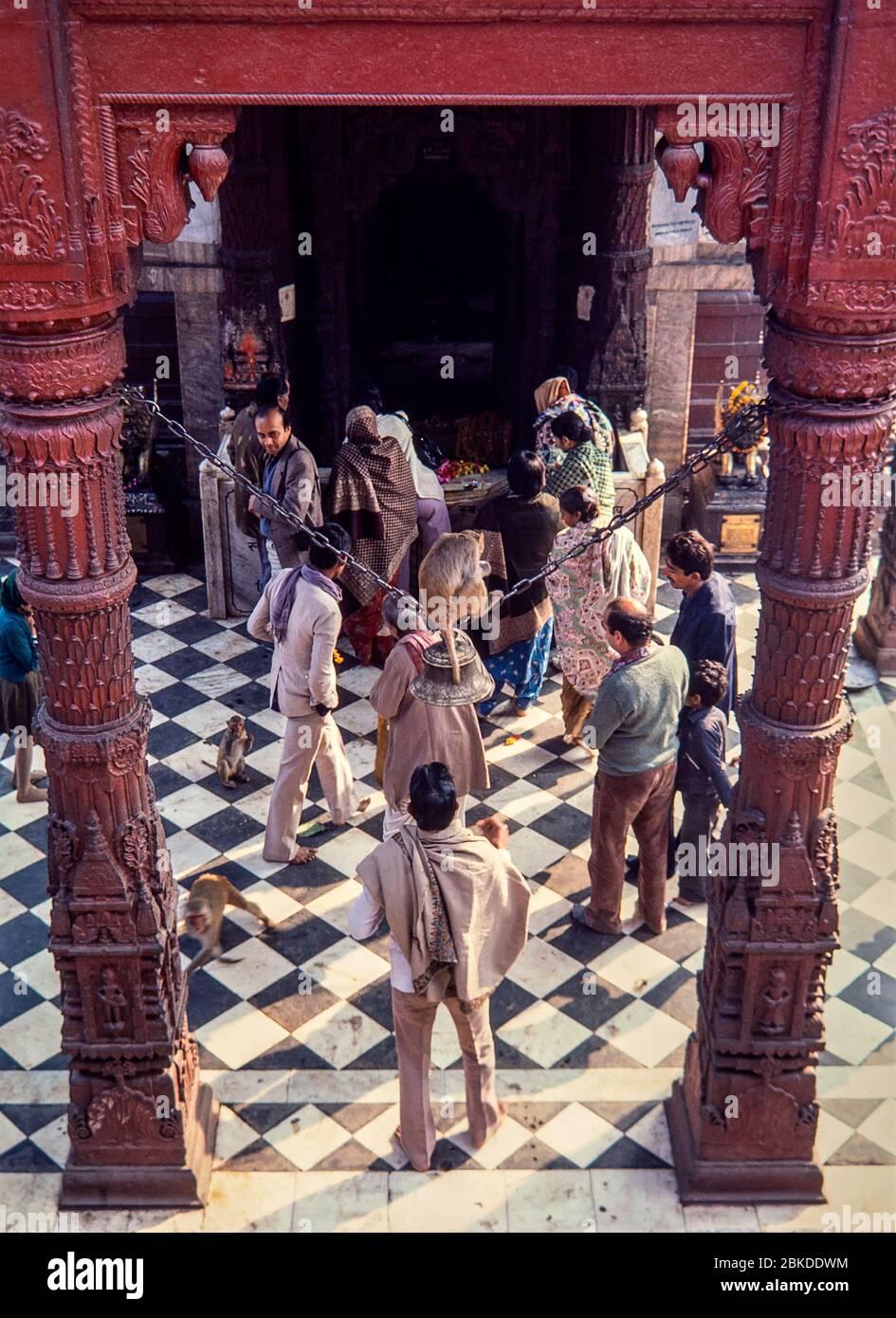 Varanasi, India - Feb 1987: The entrance to the Monkey Temple in ...