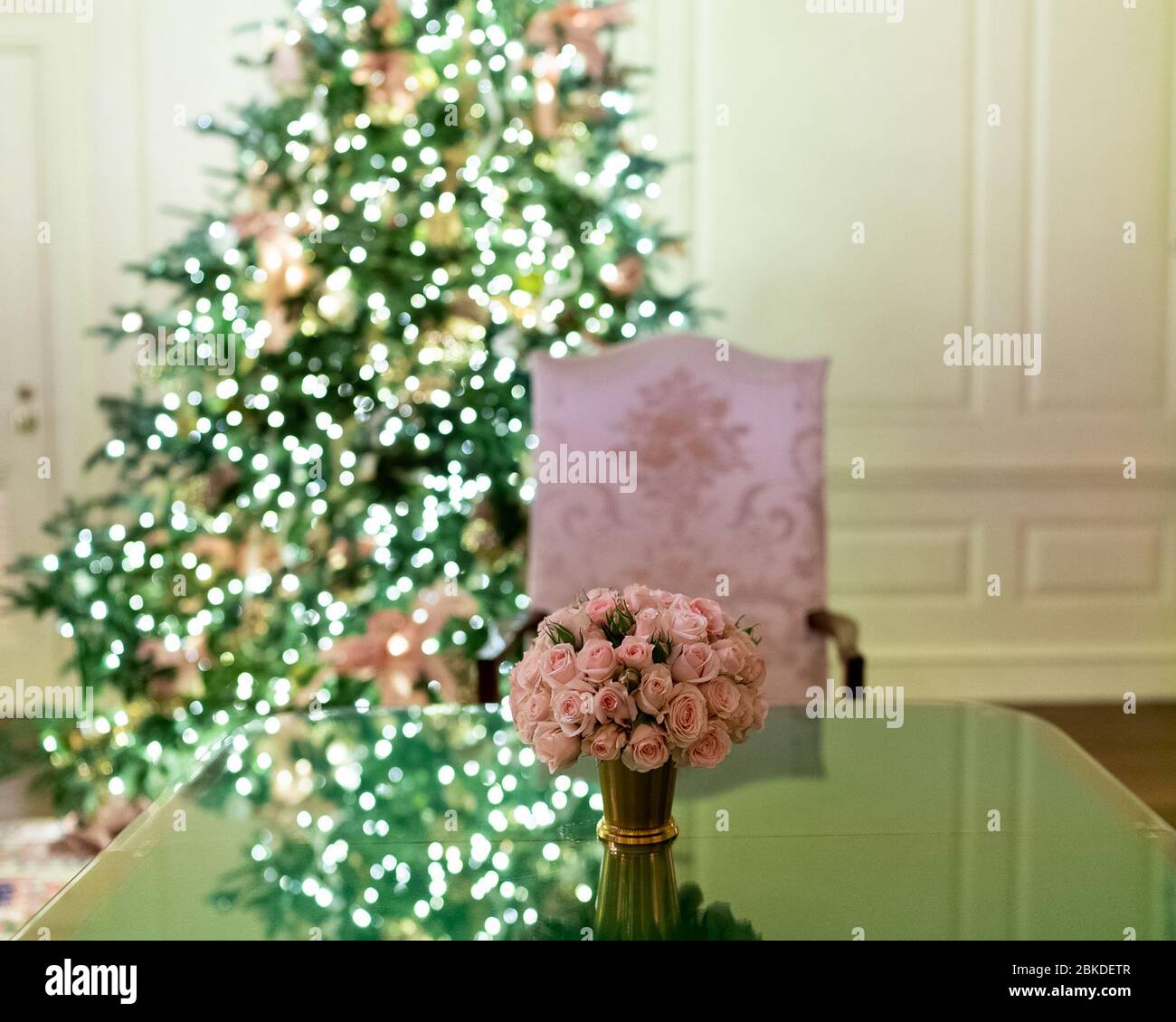 The Vermeil Room of the White House is seen decorated for the Christmas ...