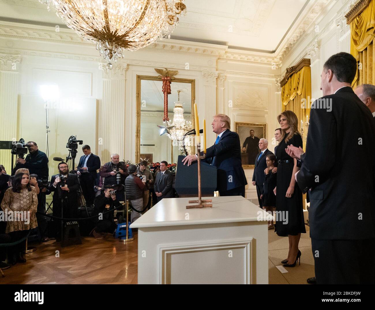 President Donald J. Trump, with First Lady Melania Trump, delivers ...