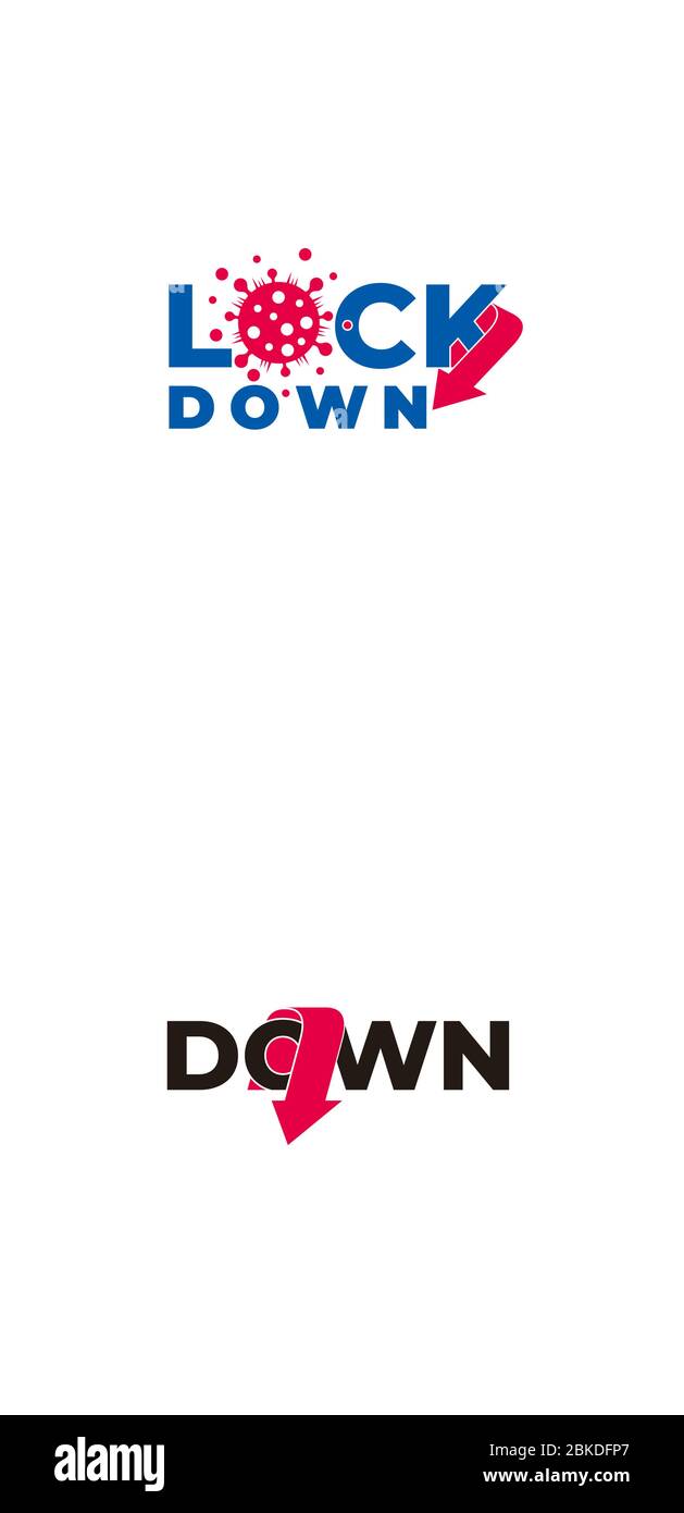 text lock down against virus arrow typography symbol vector Stock ...