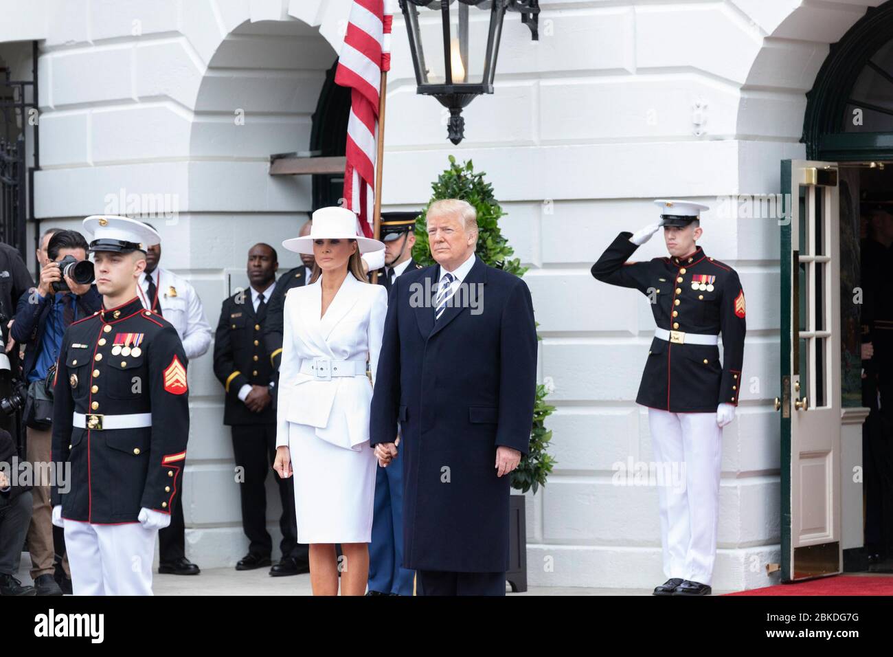 French President Emmanuel Macron and Mrs. Brigitte Macron arrive in the ...