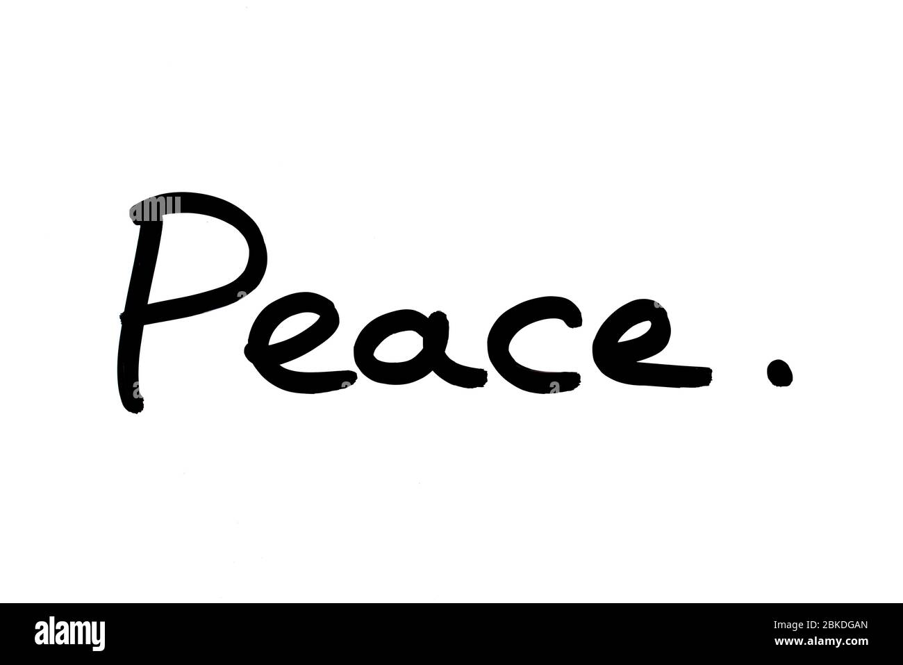 Peace handwritten on a white background Stock Photo - Alamy