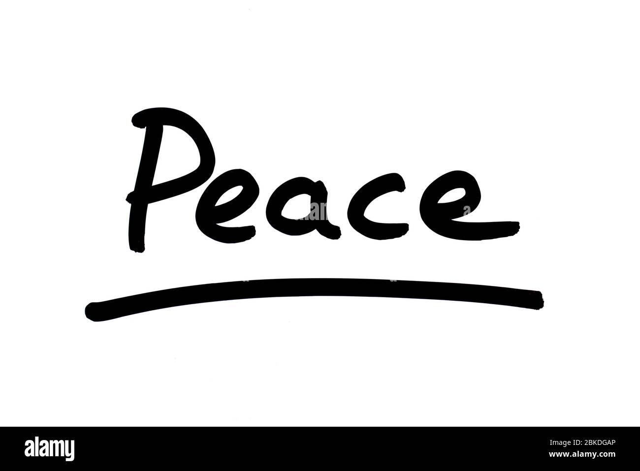 Peace handwritten on a white background Stock Photo - Alamy