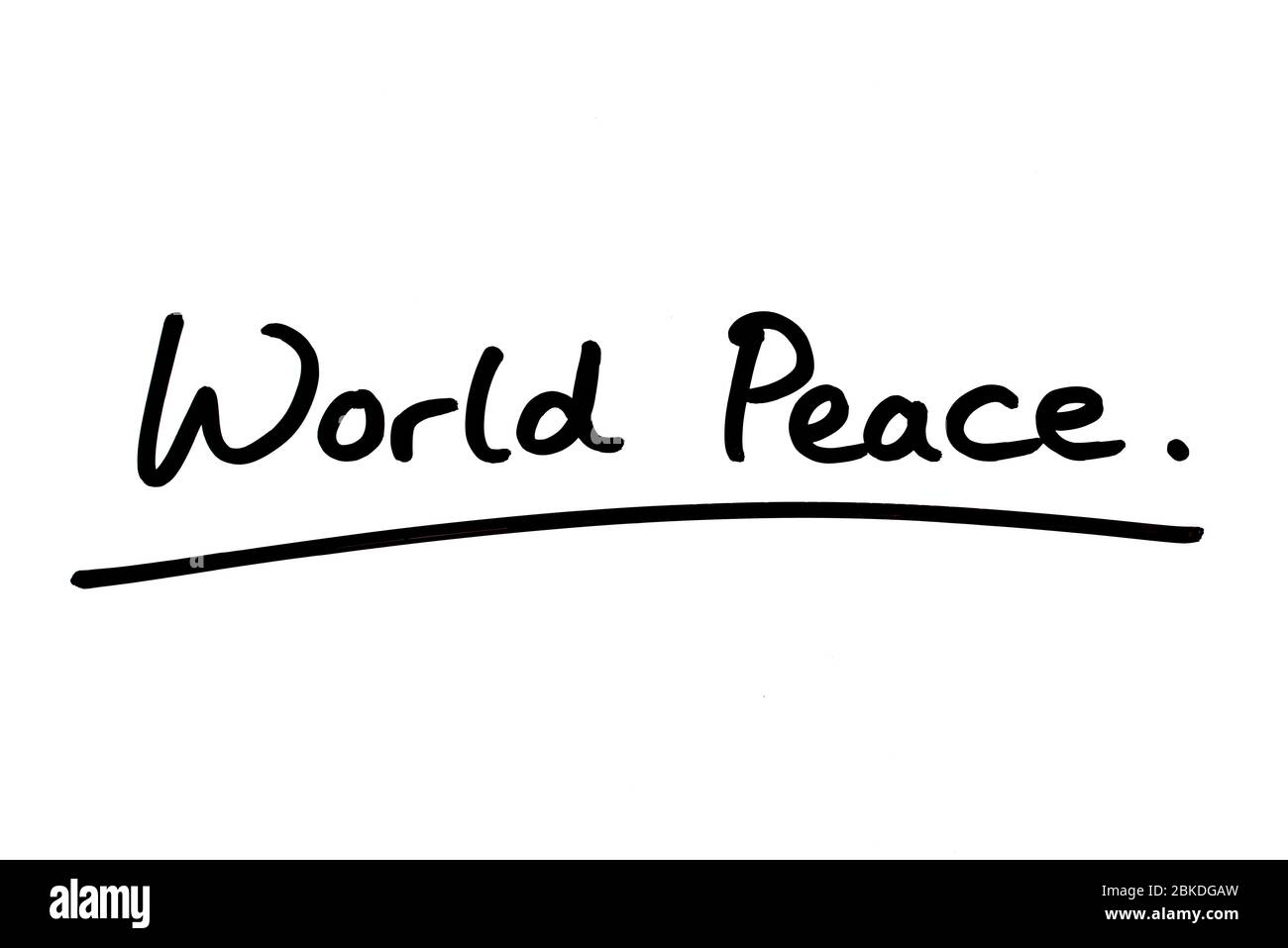 World Peace handwritten on a white background Stock Photo - Alamy