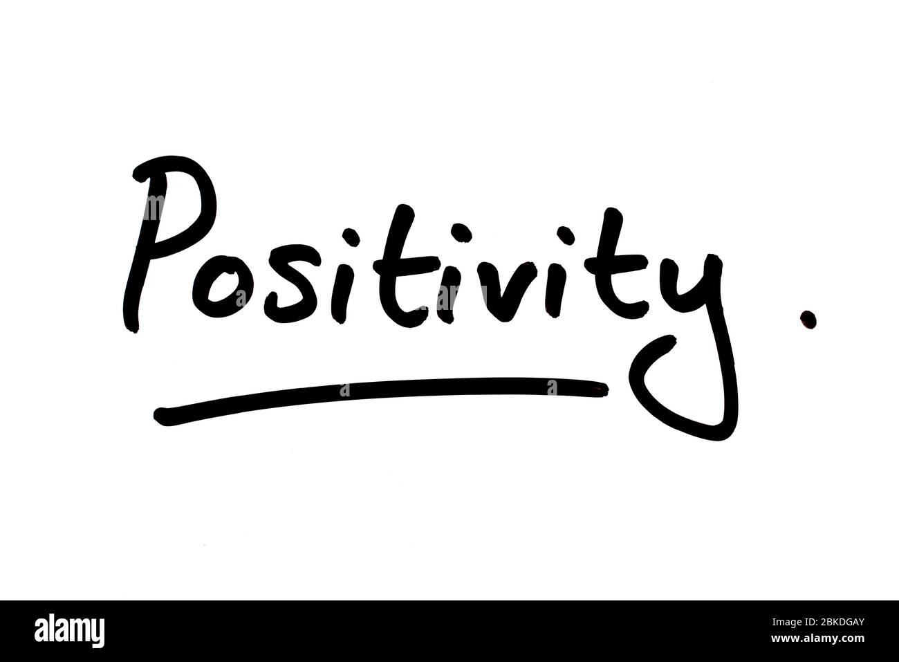 Positivity handwritten on a white background Stock Photo - Alamy