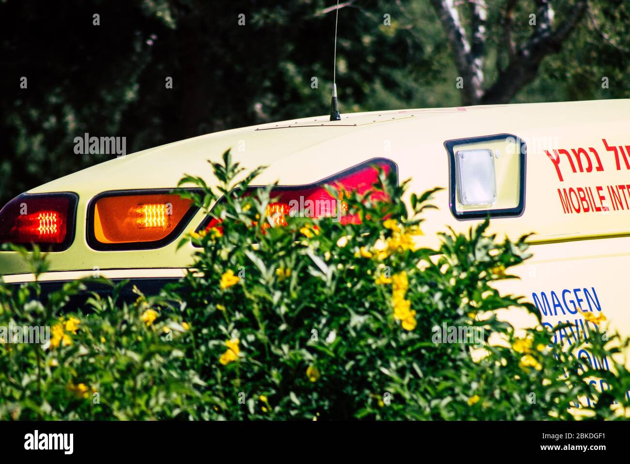 Jerusalem Israel June 24, 2019 View of a Israeli ambulance rolling in ...