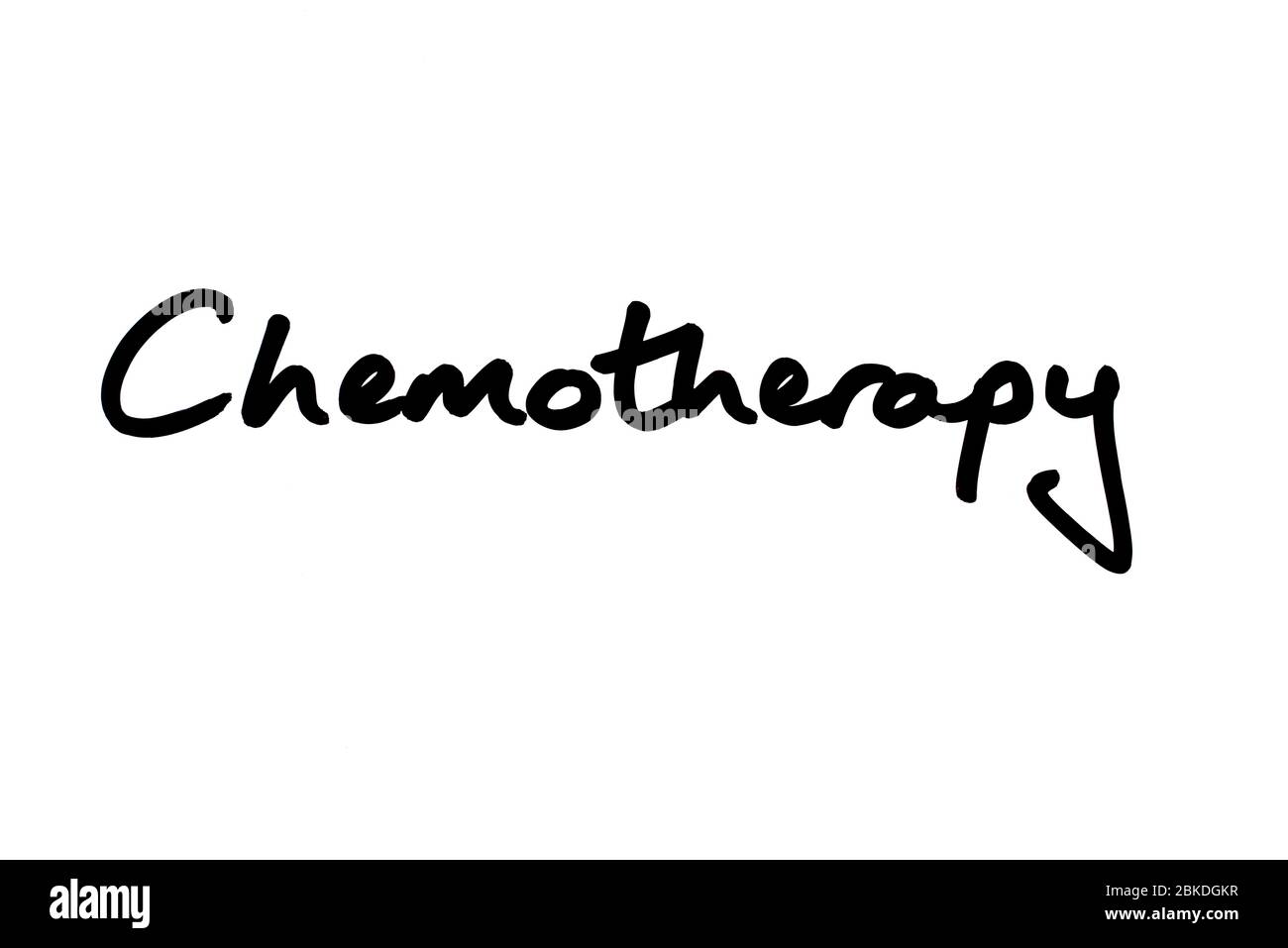 Chemotherapy handwritten on a white background Stock Photo - Alamy