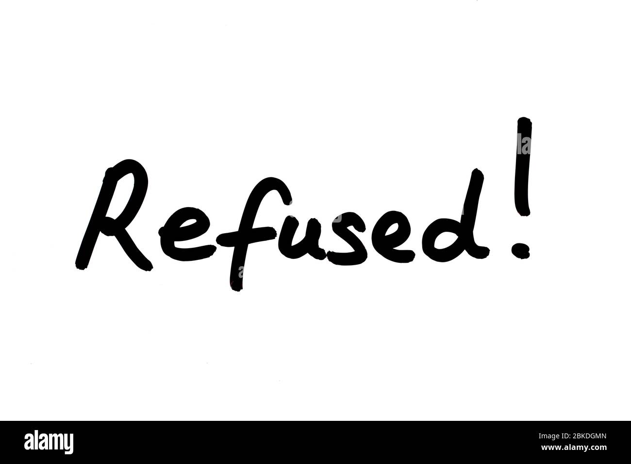 Refused! handwritten on a white background Stock Photo - Alamy