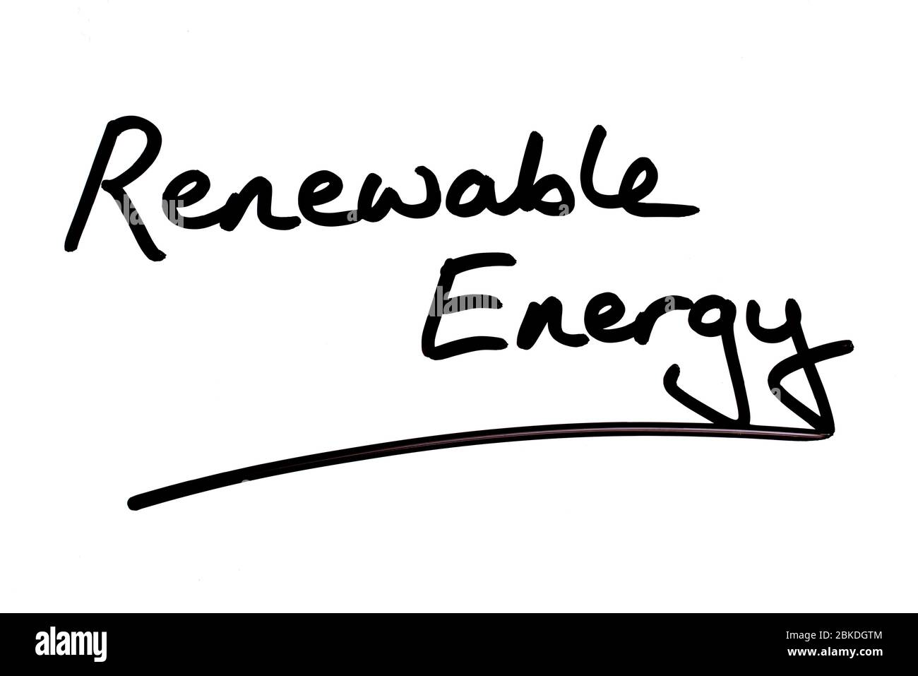 Renewable Energy handwritten on a white background Stock Photo - Alamy