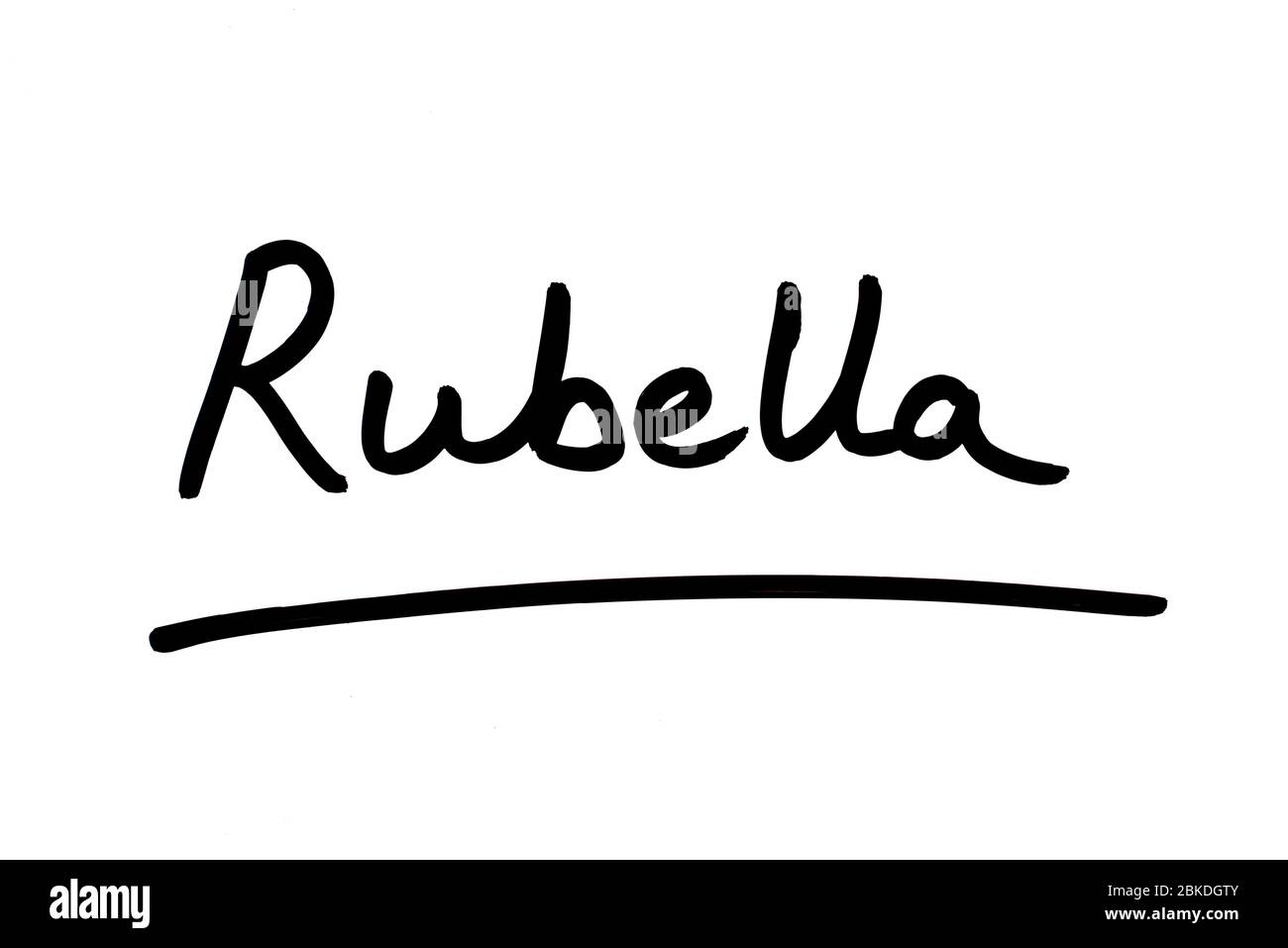 Rubella handwritten on a white background Stock Photo - Alamy