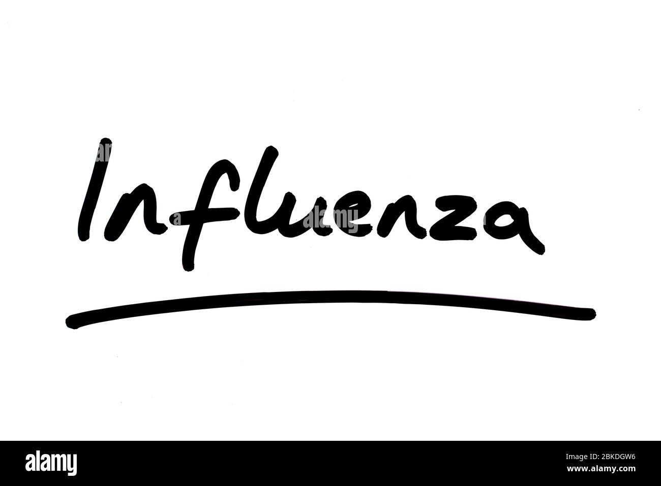 Influenza handwritten on a white background Stock Photo - Alamy