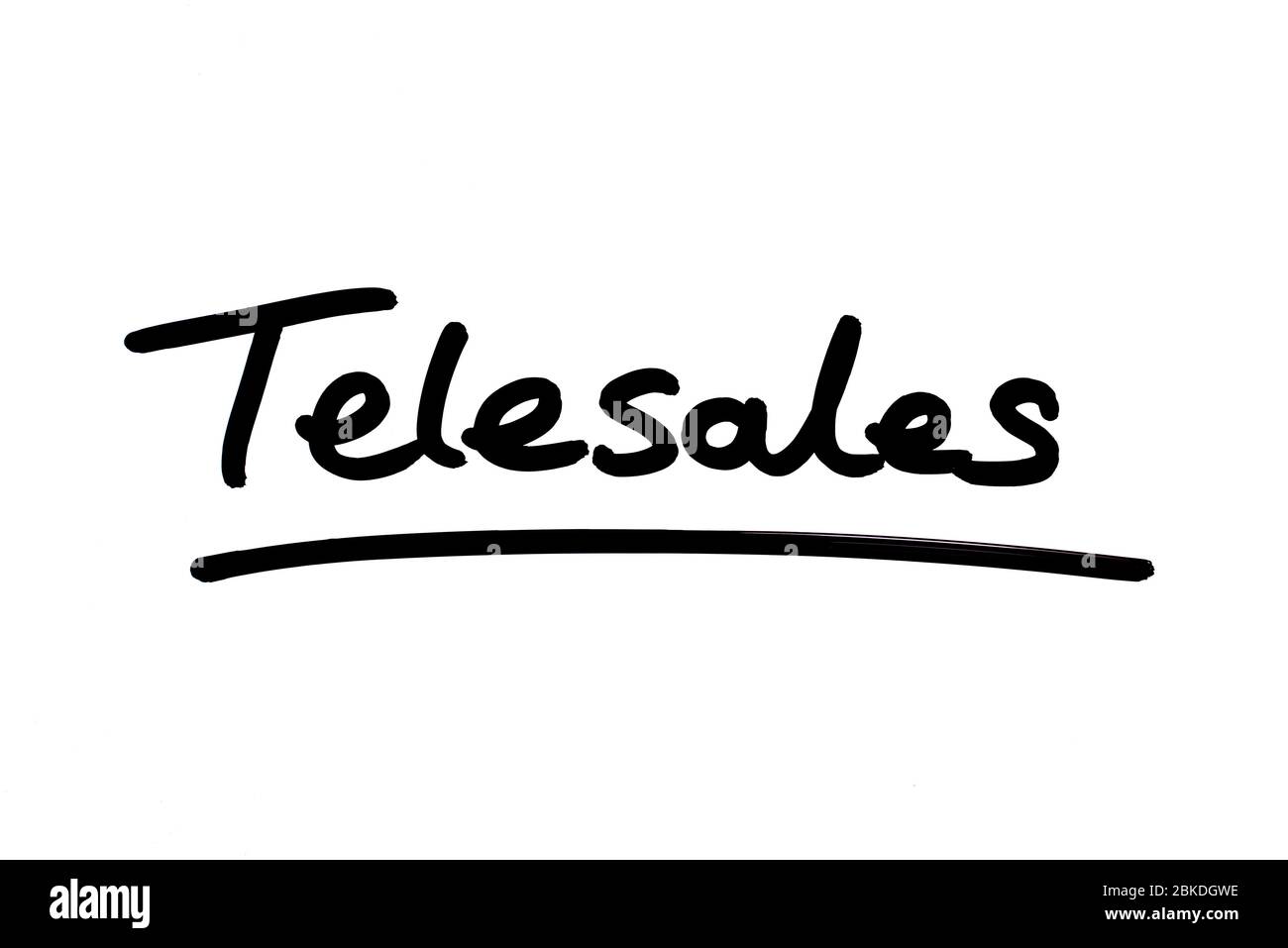 Telesales handwritten on a white background Stock Photo - Alamy