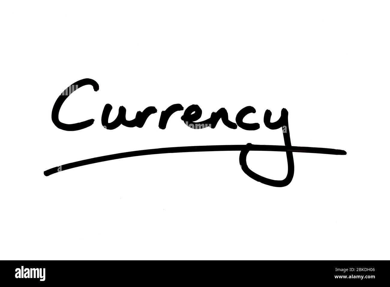 Currency handwritten on a white background Stock Photo - Alamy