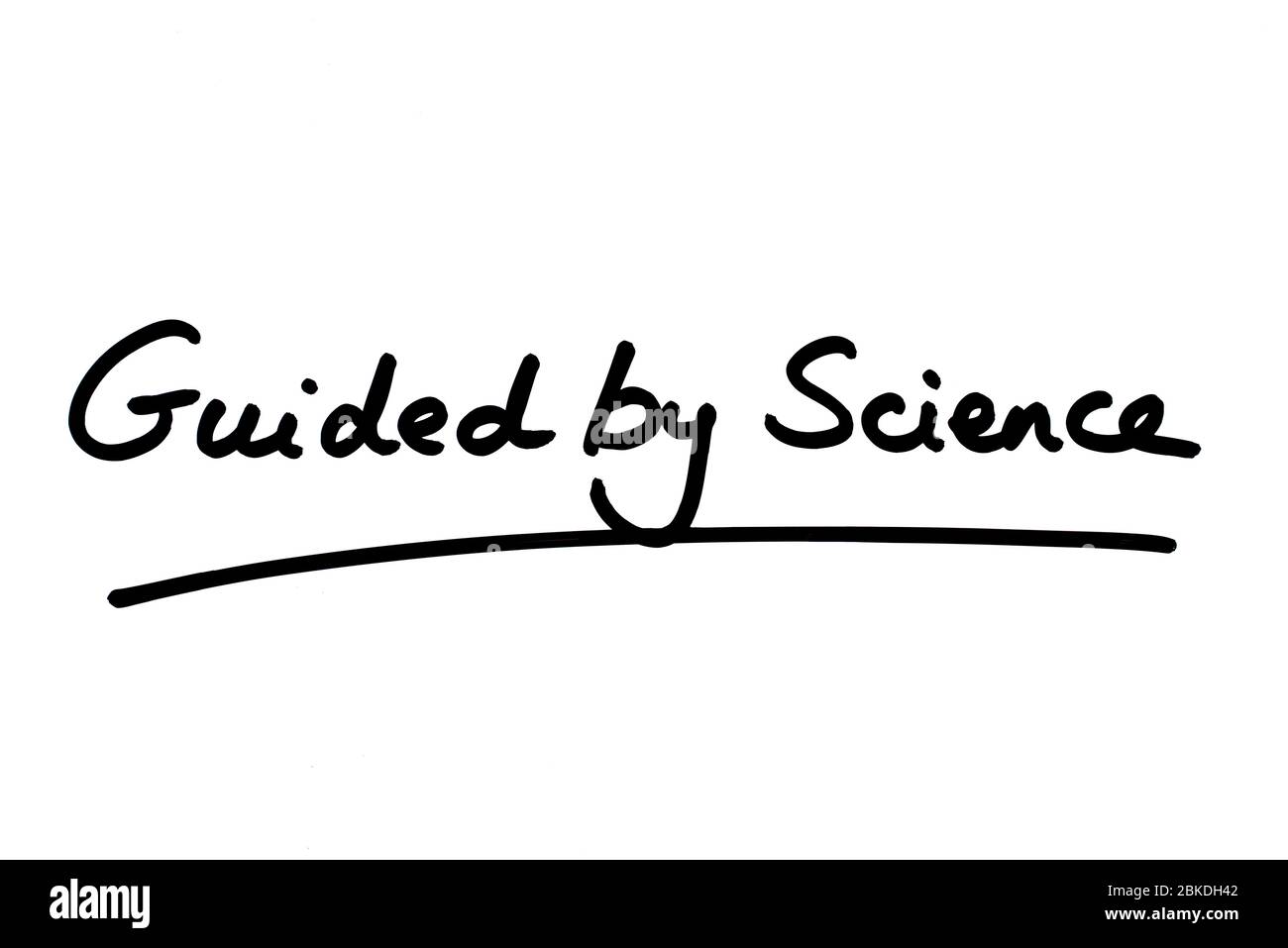 Guided by Science handwritten on a white background Stock Photo - Alamy