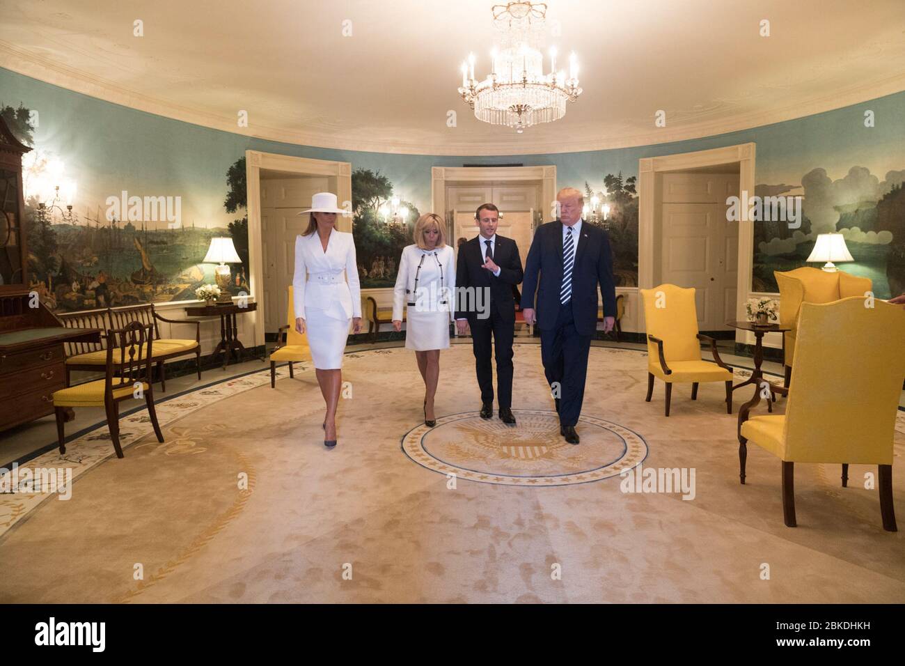 The arrival ceremony for French President Emmanuel Macron and his wife ...