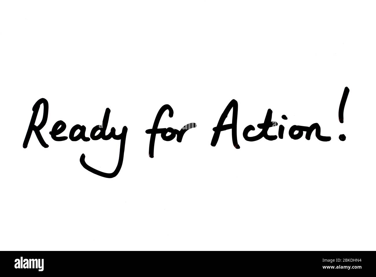 Ready for Action! handwritten on a white background Stock Photo - Alamy